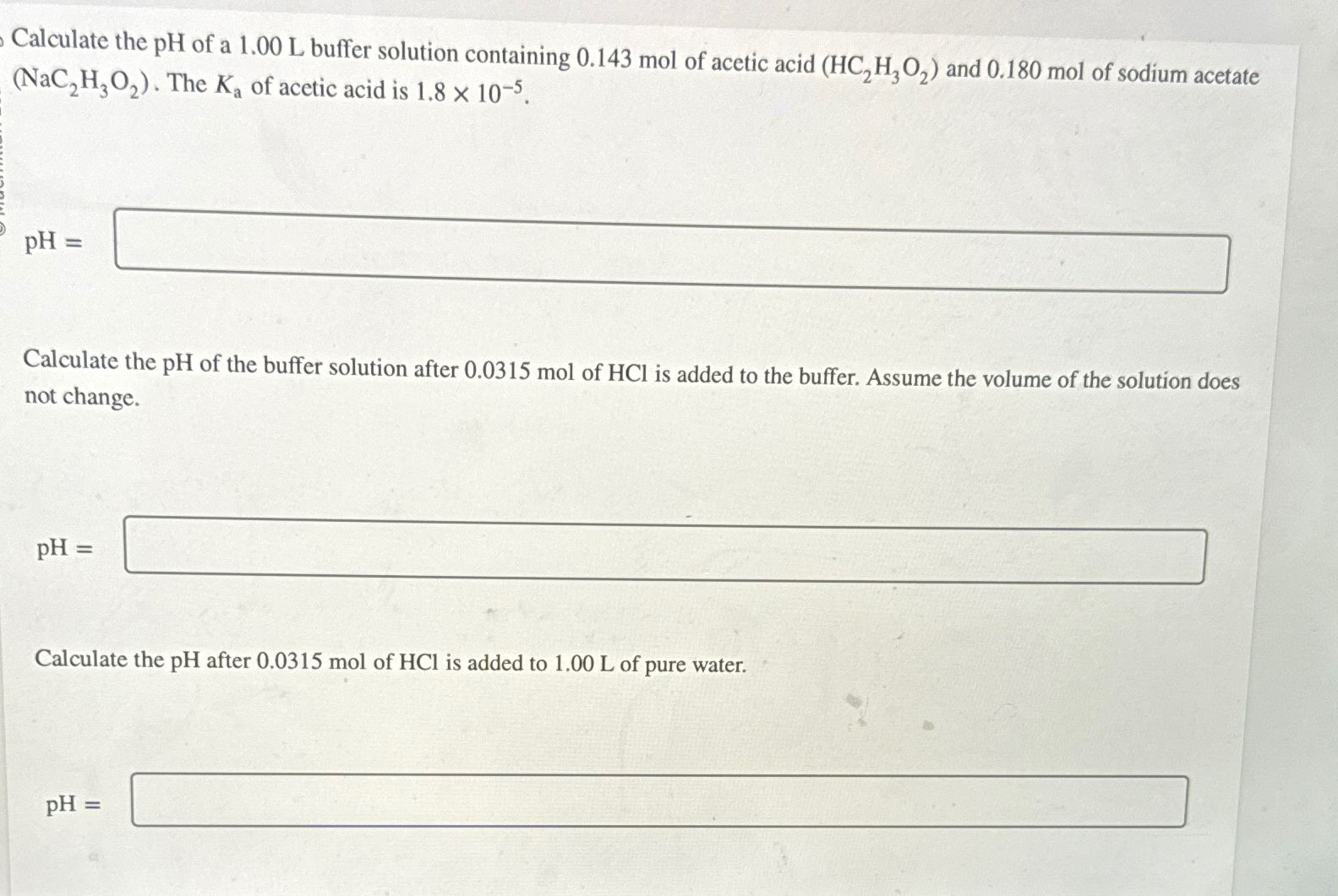 Solved Calculate the pH ﻿of a 1.00L ﻿buffer solution | Chegg.com