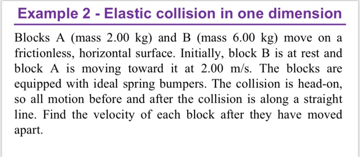 Solved Example 2 - Elastic collision in one dimension Blocks | Chegg.com