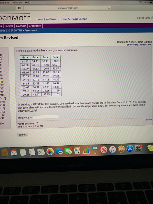 Solved kmarks Window Help 80% a myopenmath.com penMath Home | Chegg.com