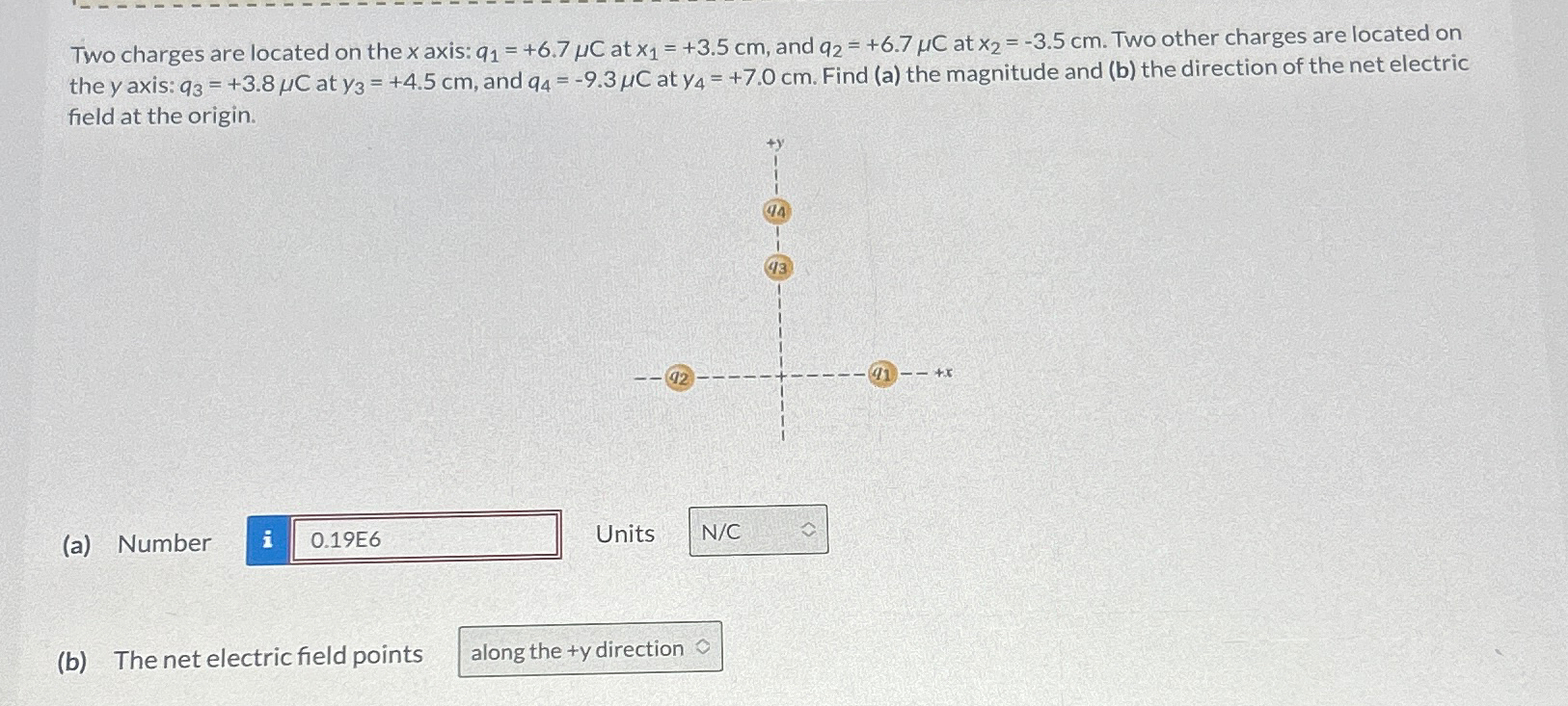 Solved Two charges are located on the x ﻿axis: q1=+6.7μC ﻿at | Chegg.com