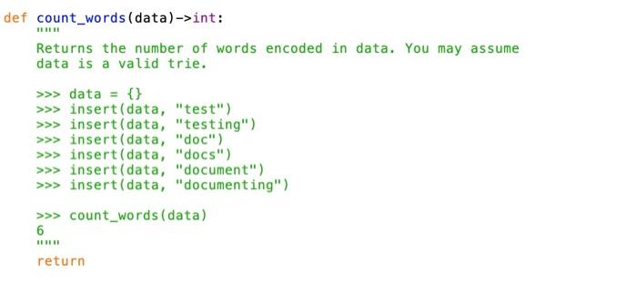 Solved Def Countwords Data Int Returns The 5657