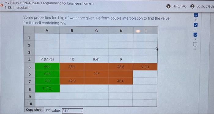 Solved My library > ENGR 2304: Programming for Engineers | Chegg.com