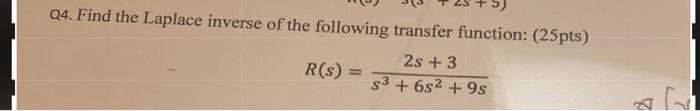 Solved Q4. Find the Laplace inverse of the following | Chegg.com
