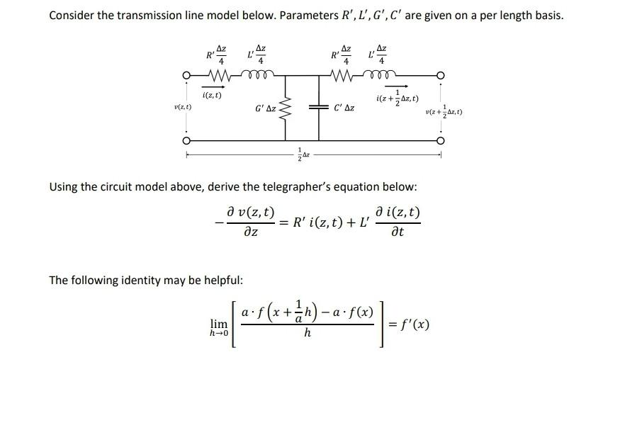 Solved Consider the transmission line model below. | Chegg.com