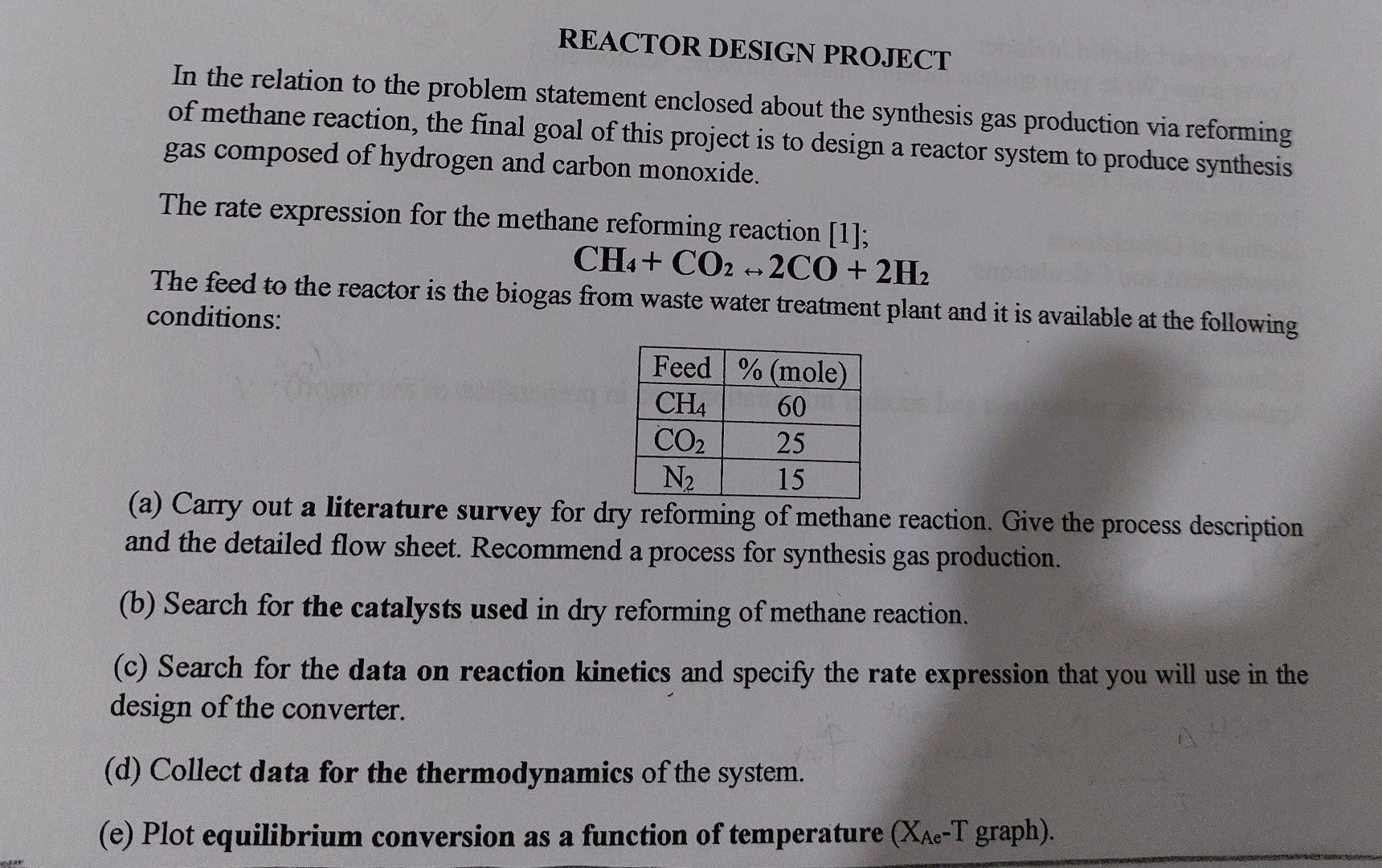 Solved REACTOR DESIGN PROJECTIn the relation to the problem | Chegg.com