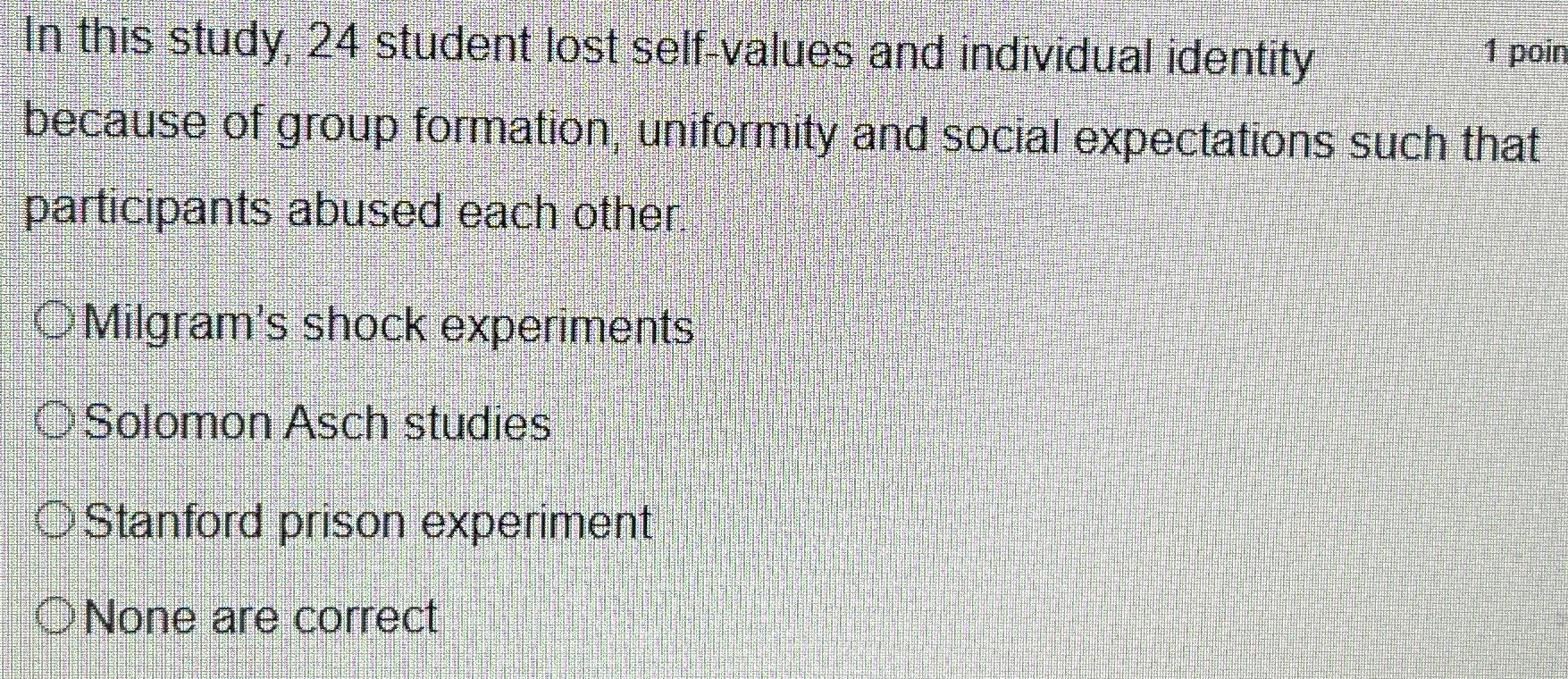 Solved In this study, 24 ﻿student lost self-values and | Chegg.com