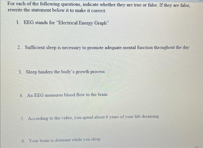 Solved For each of the following questions, indicate whether | Chegg.com