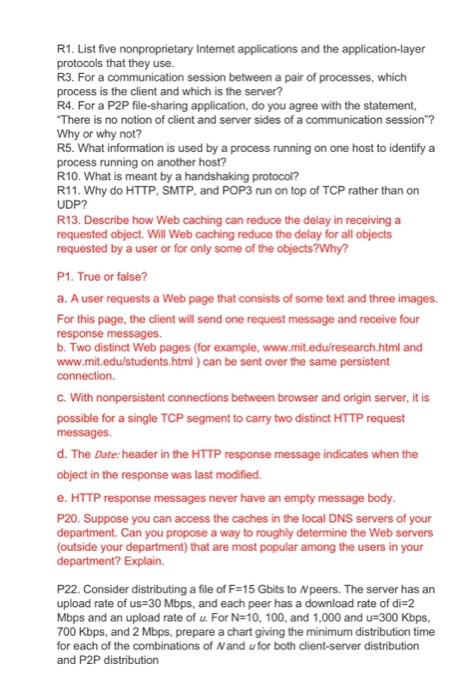 Solved R1. List five nonproprietary Intemet applications and | Chegg.com