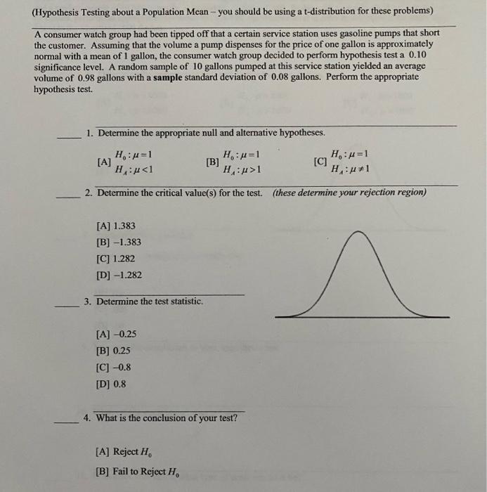 Solved (Hypothesis Testing about a Population Mean - you | Chegg.com