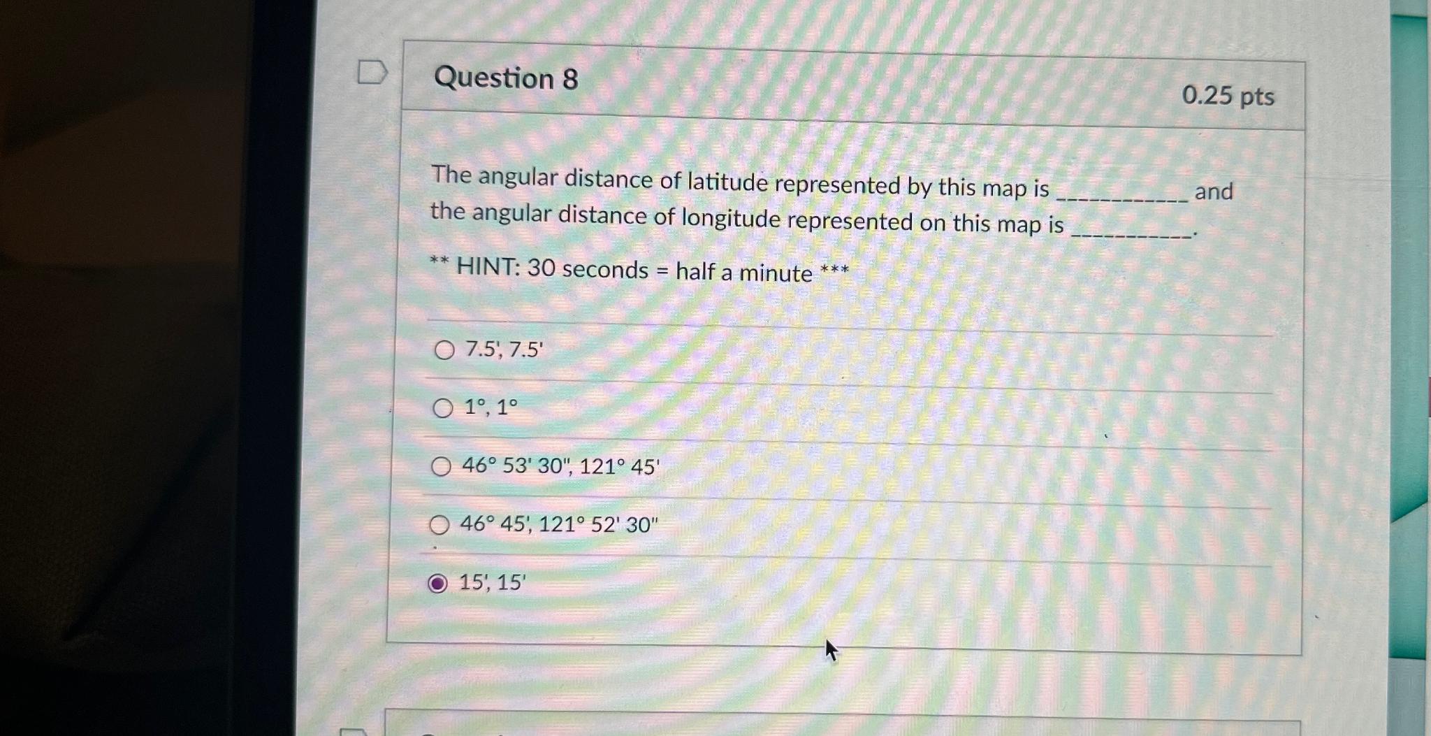 Solved Question 80.25 ﻿ptsThe angular distance of latitude | Chegg.com