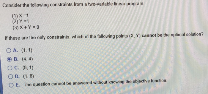 Solved Consider The Following Constraints From A