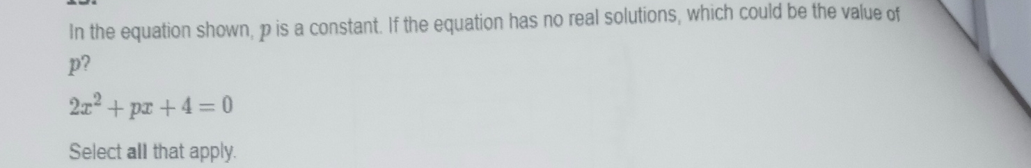 Solved In the equation shown, p ﻿is a constant. If the | Chegg.com