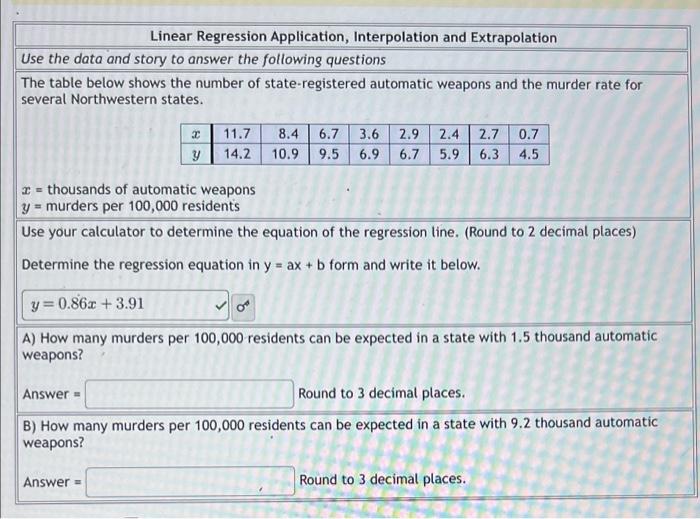 Solved Linear Regression Application, Interpolation and | Chegg.com