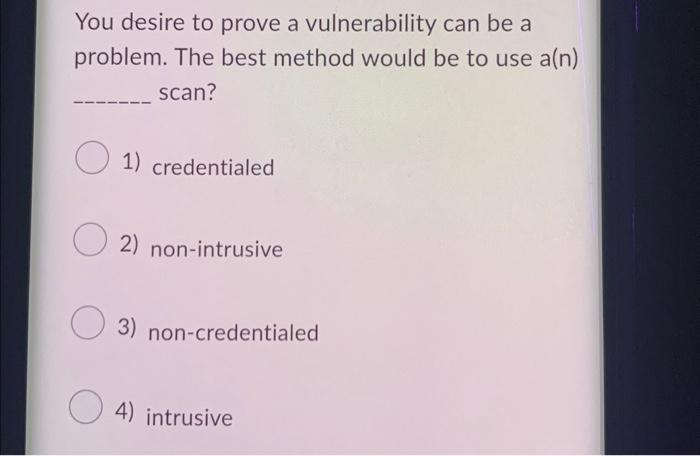 Solved You desire to prove a vulnerability can be a problem. | Chegg.com