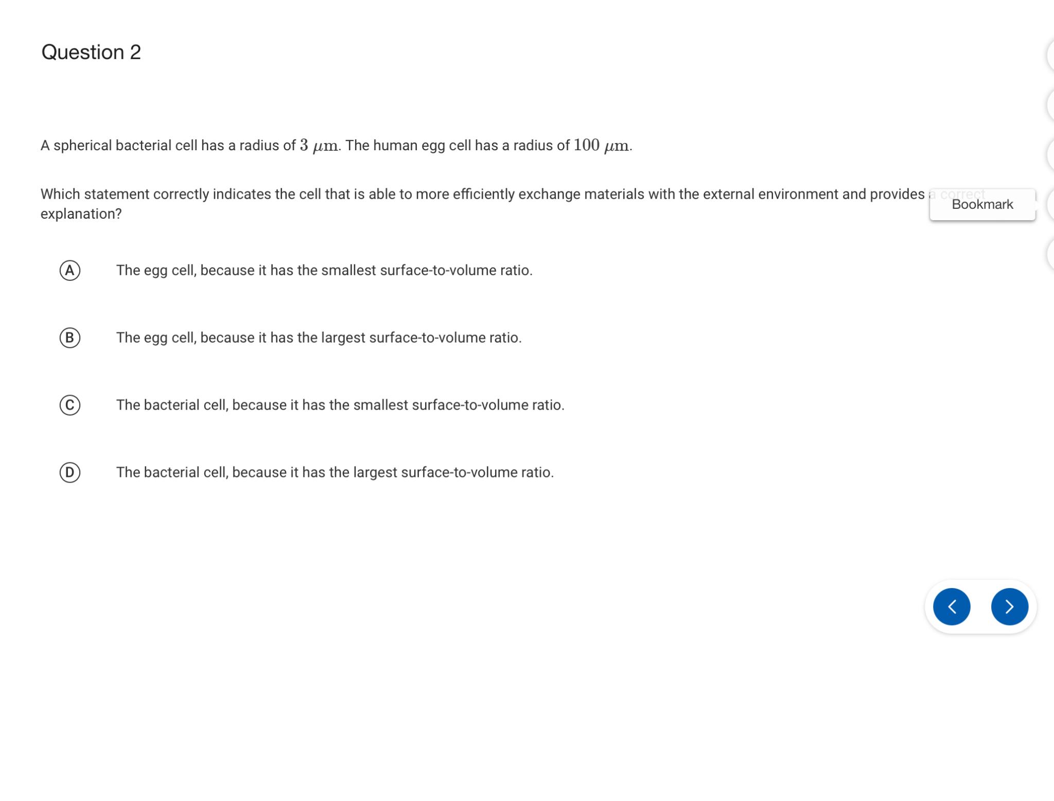 Solved Question 2A spherical bacterial cell has a radius of | Chegg.com