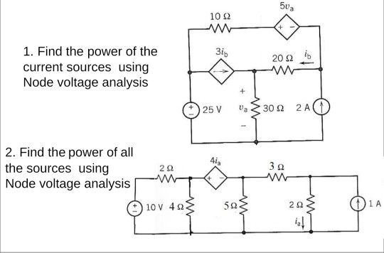 Solved 1) Find the power of the current sources using node | Chegg.com