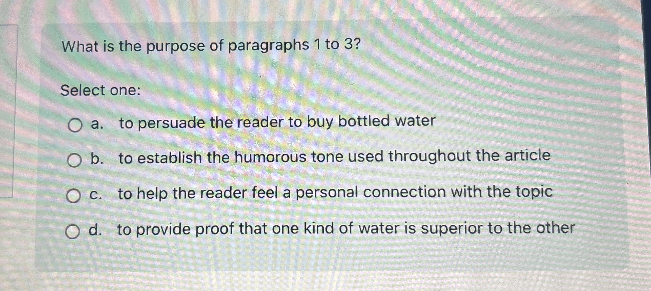 Solved What is the purpose of paragraphs 1 ﻿to 3 ?Select | Chegg.com
