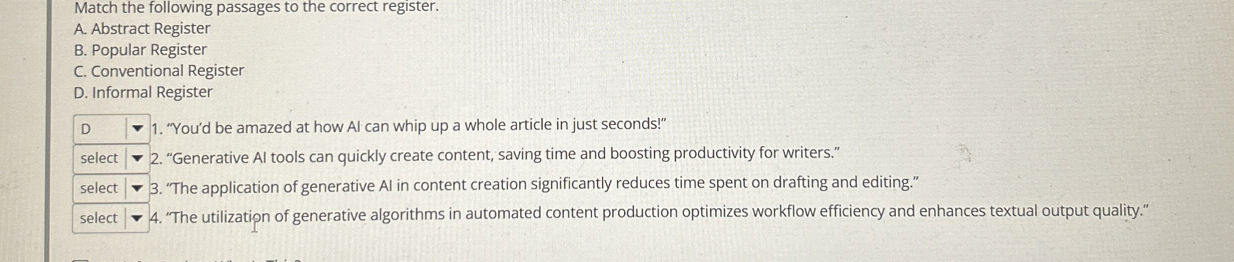 Solved Match the following passages to the correct | Chegg.com