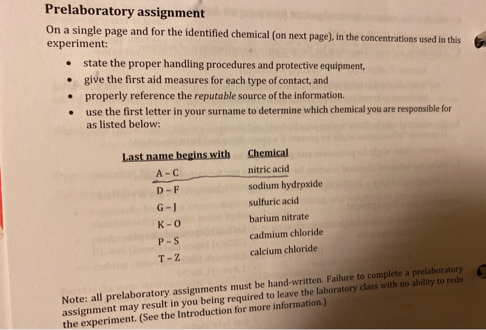 Solved Prelaboratory assignment On a single page and for the | Chegg.com