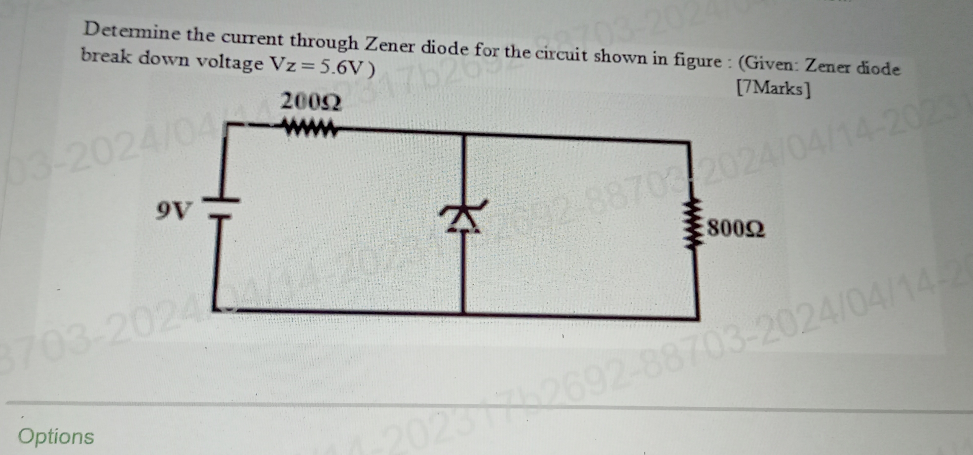 Solved Determine the current through Zener diode for the | Chegg.com