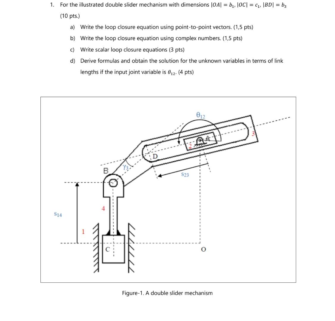 Solved 1. For the illustrated double slider mechanism with | Chegg.com