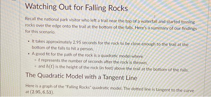 Solved Watching Out for Falling Rocks Recall the national | Chegg.com