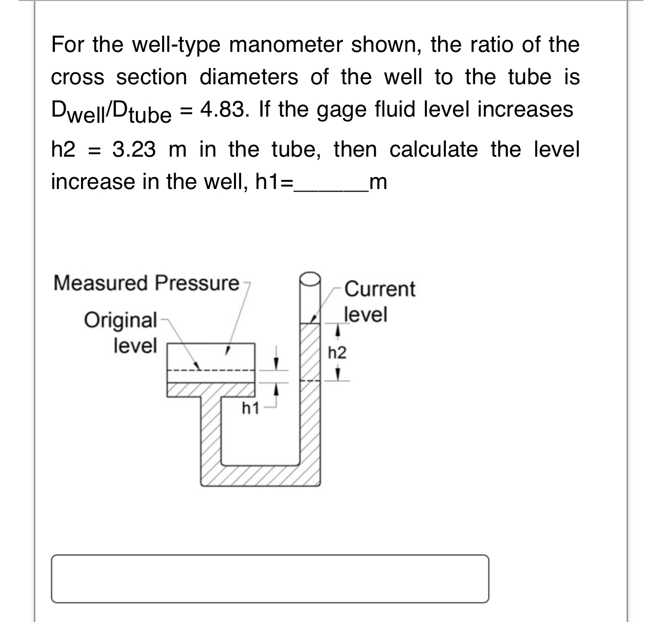 Solved For the well-type manometer shown, the ratio of the | Chegg.com