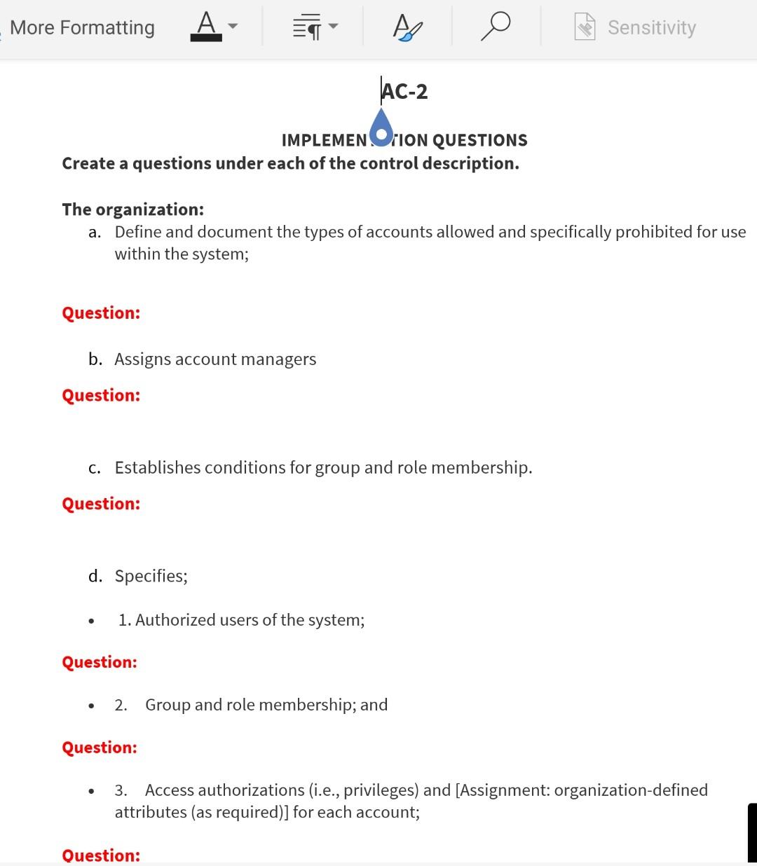 Solved AC-2 IMPLEMEN.IION QUESTIONS Create a questions under | Chegg.com