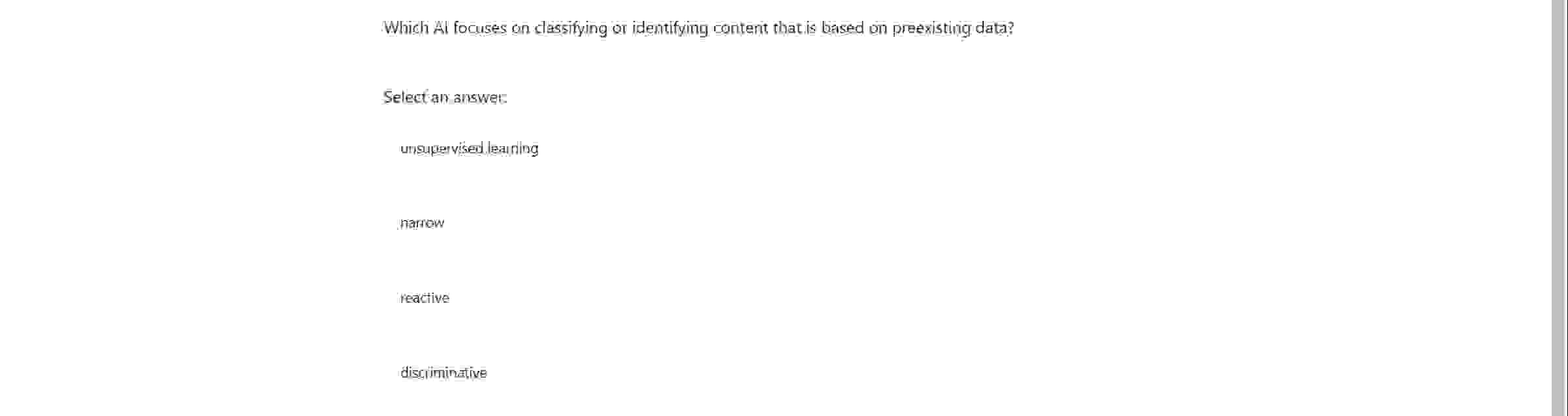 Solved Which Al focuses on stassifying or identifying | Chegg.com