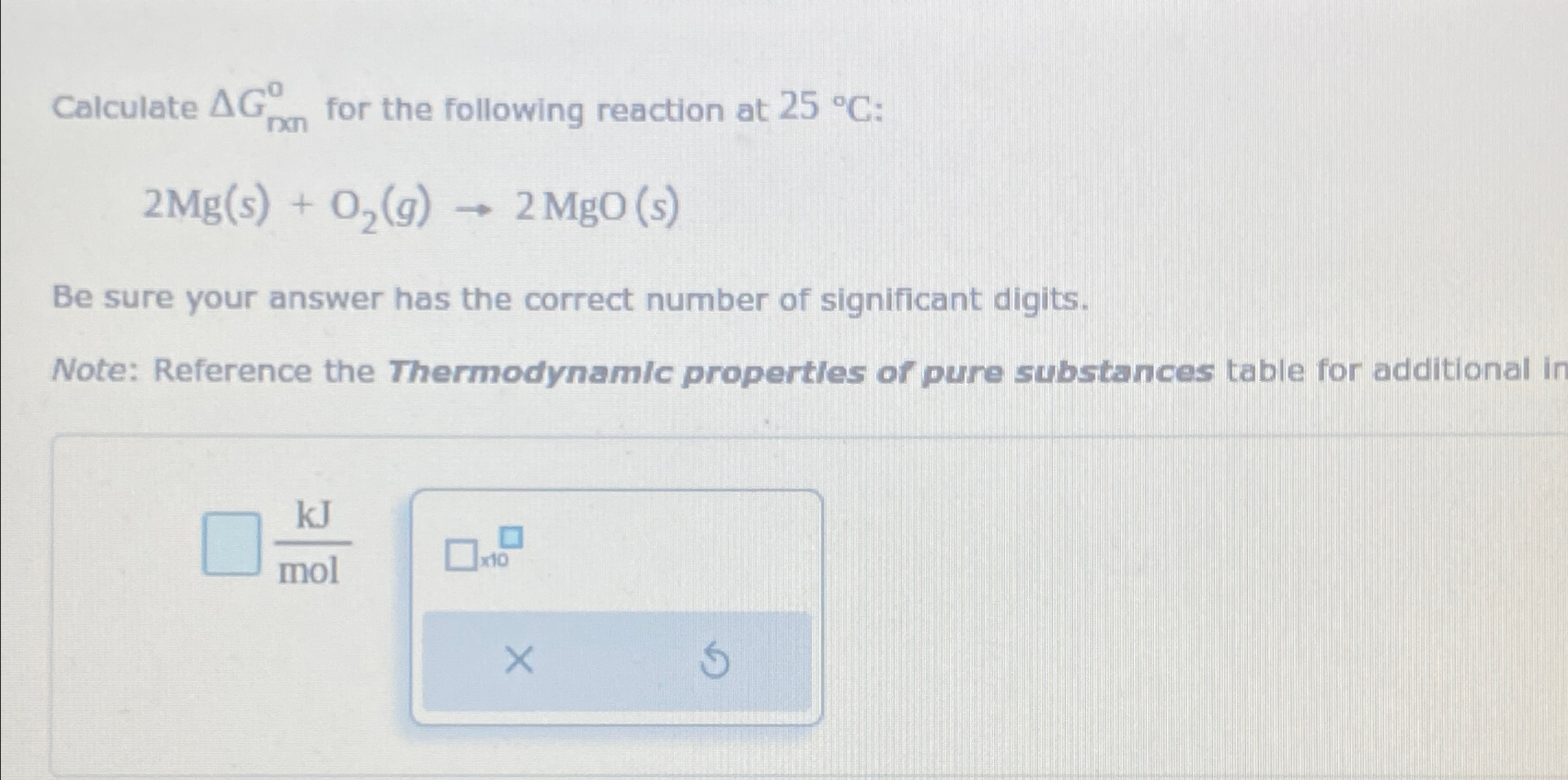 Solved Calculate ΔGrxn0 ﻿for the following reaction at 25°C | Chegg.com