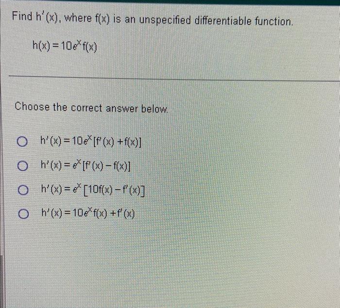 Solved Find h′(x), where f(x) is an unspecified | Chegg.com