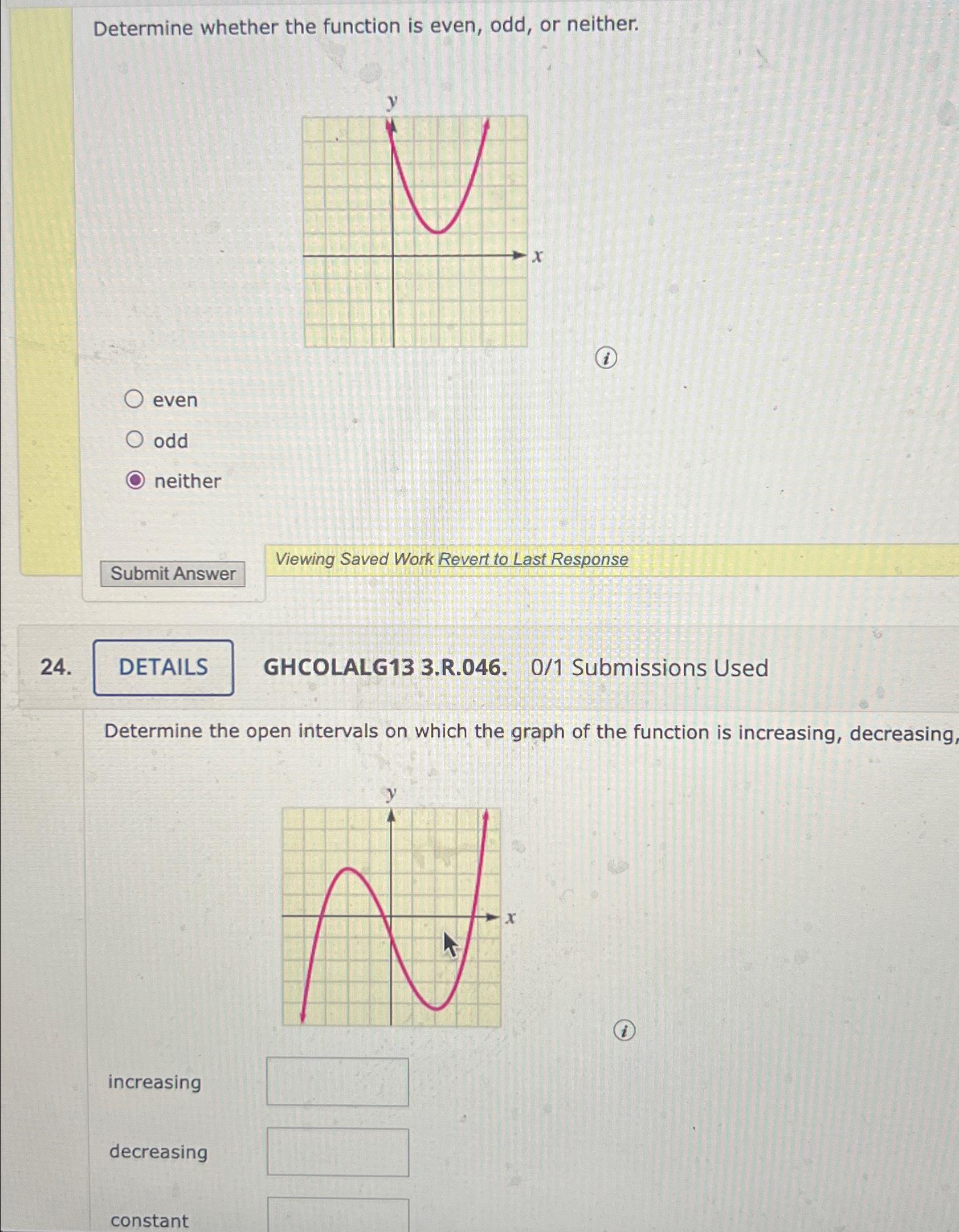 Solved Determine whether the function is even, odd, or | Chegg.com
