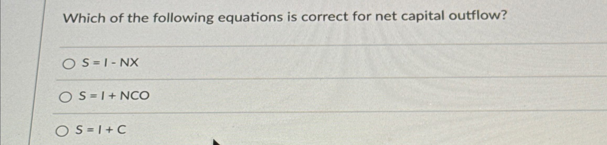 Solved Which of the following equations is correct for net | Chegg.com
