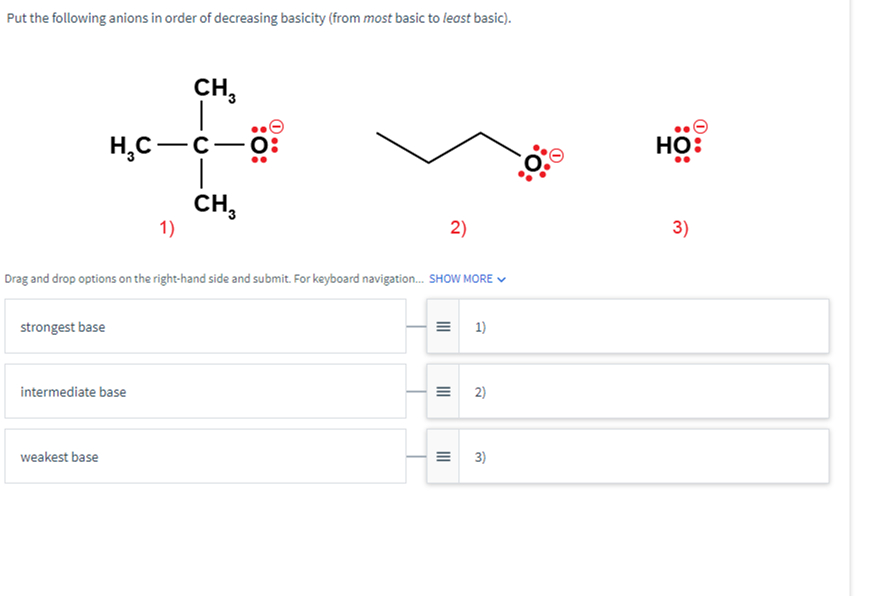 Solved Put the following anions in order of decreasing | Chegg.com