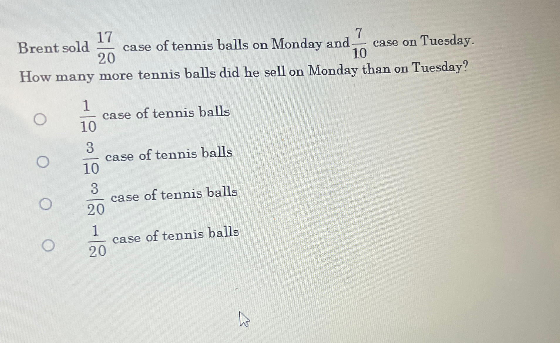 Solved Brent sold 1720 ﻿case of tennis balls on Monday and | Chegg.com