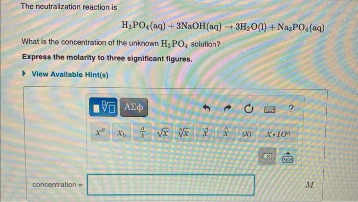 Solved The neutralization reaction is | Chegg.com