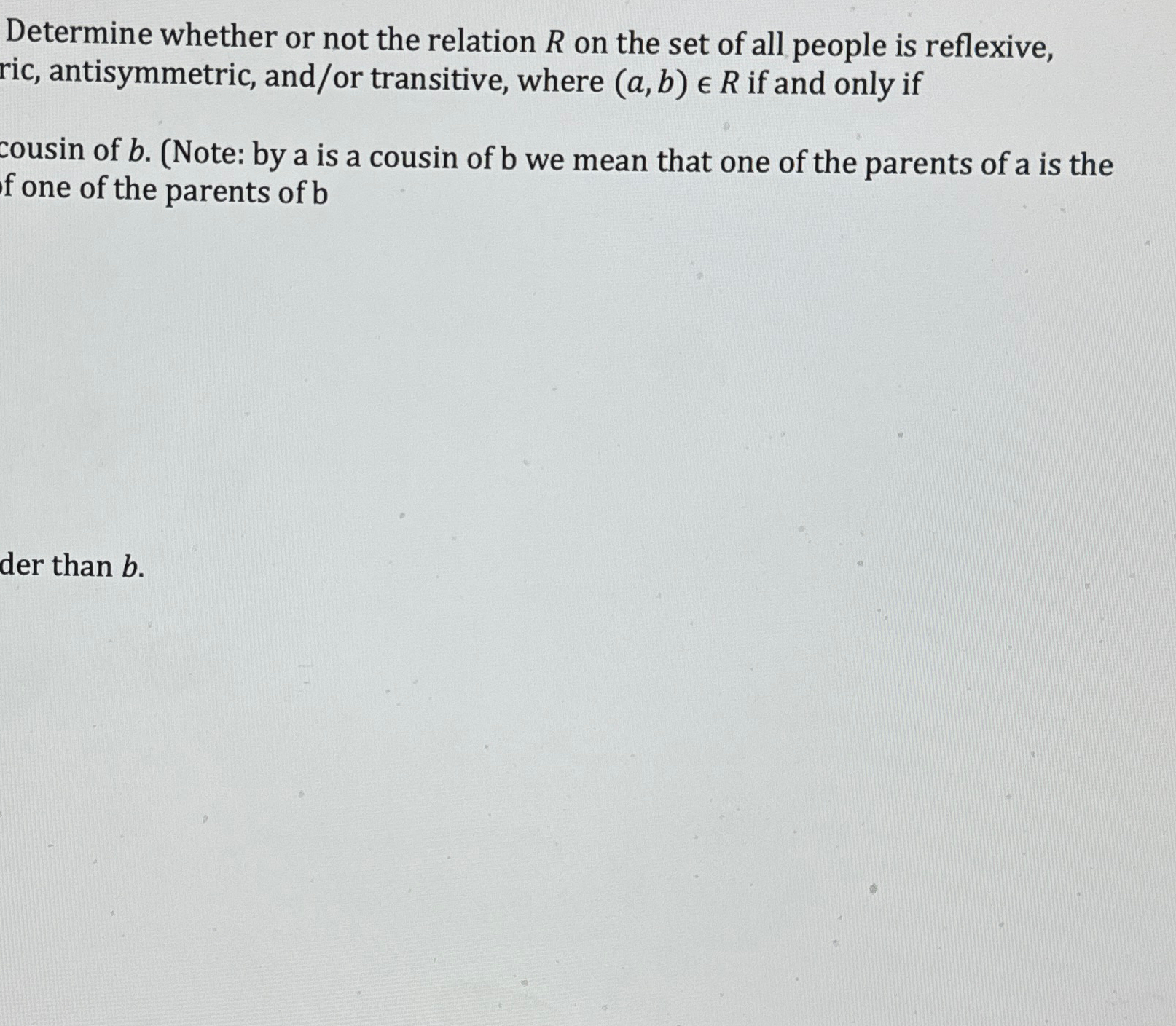 Solved Determine whether or not the relation R ﻿on the set | Chegg.com