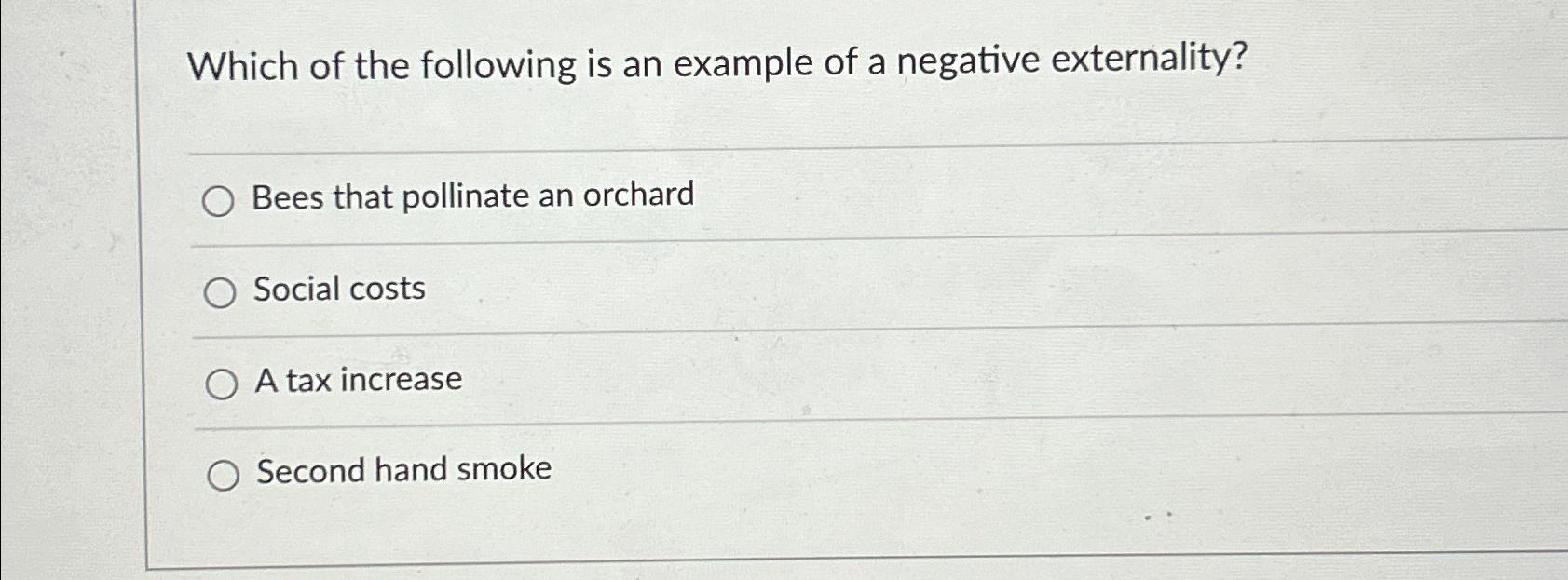Solved Which of the following is an example of a negative | Chegg.com