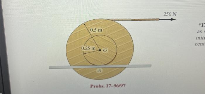 Solved *17-96. The spool has a mass of 100 kg and radius of | Chegg.com
