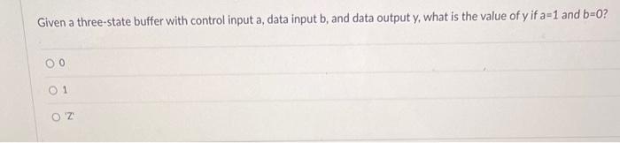 Solved Given a three-state buffer with control input a, data | Chegg.com