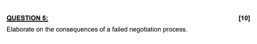 Solved QUESTION 5: Elaborate on the consequences of a failed | Chegg.com