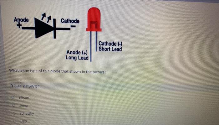 Solved Anode + Cathode Cathode (-) Short Lead Anode (+) Long | Chegg.com