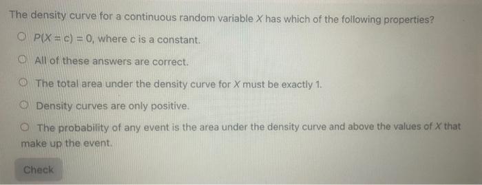 Solved The density curve for a continuous random variable X | Chegg.com