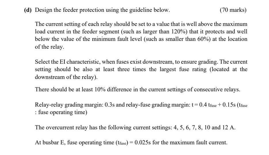 Solved Radial Feeder Protection The radial feeder to be | Chegg.com