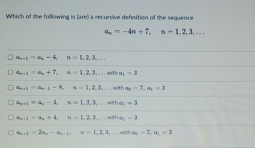 Solved Which of the following is (are) a recursive | Chegg.com