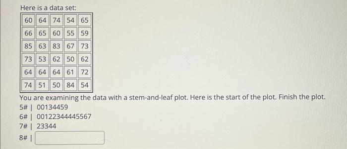 Solved you are examining the data with a stem and leaf plot. | Chegg.com
