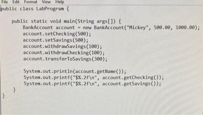 Solved In the file BankAccount java, build a class called | Chegg.com
