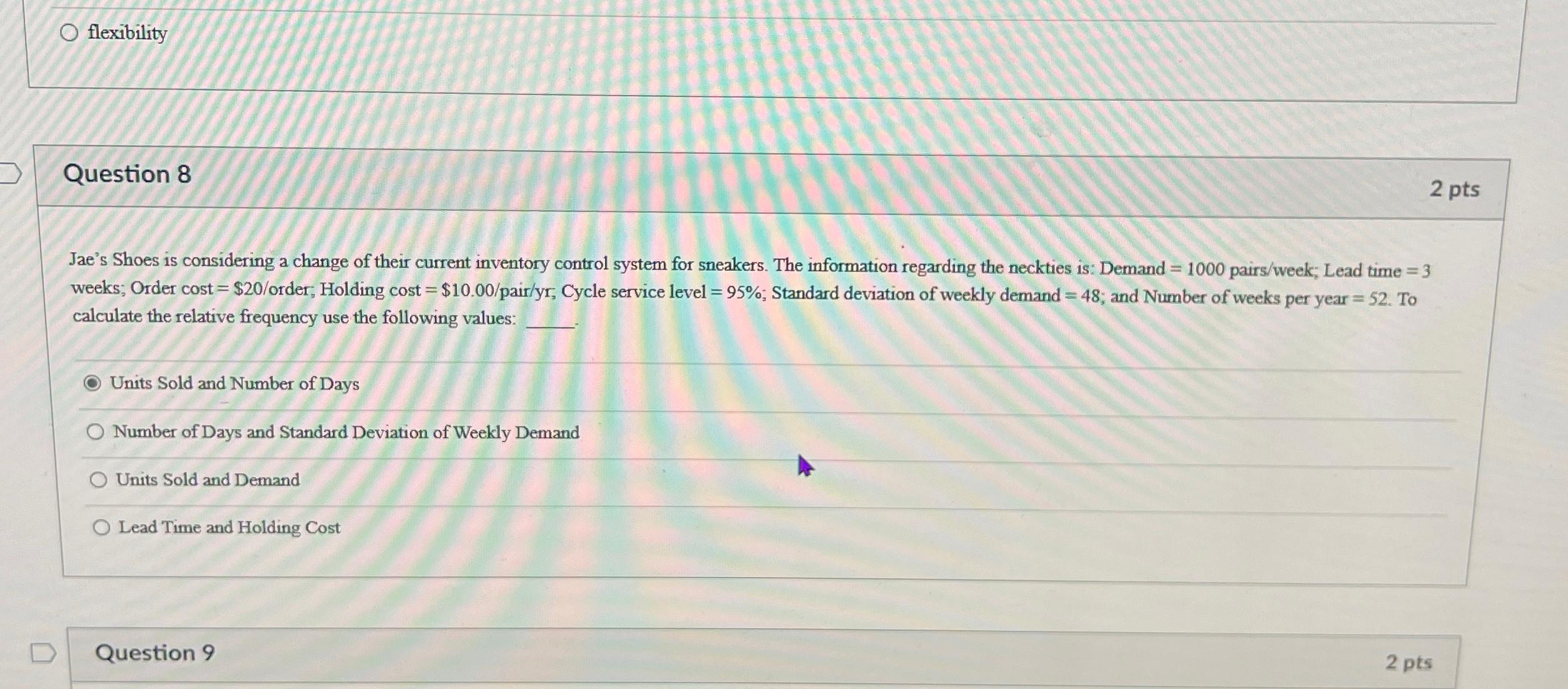 Solved flexibilityQuestion 2 ﻿ptsJae's Shoes is considering | Chegg.com