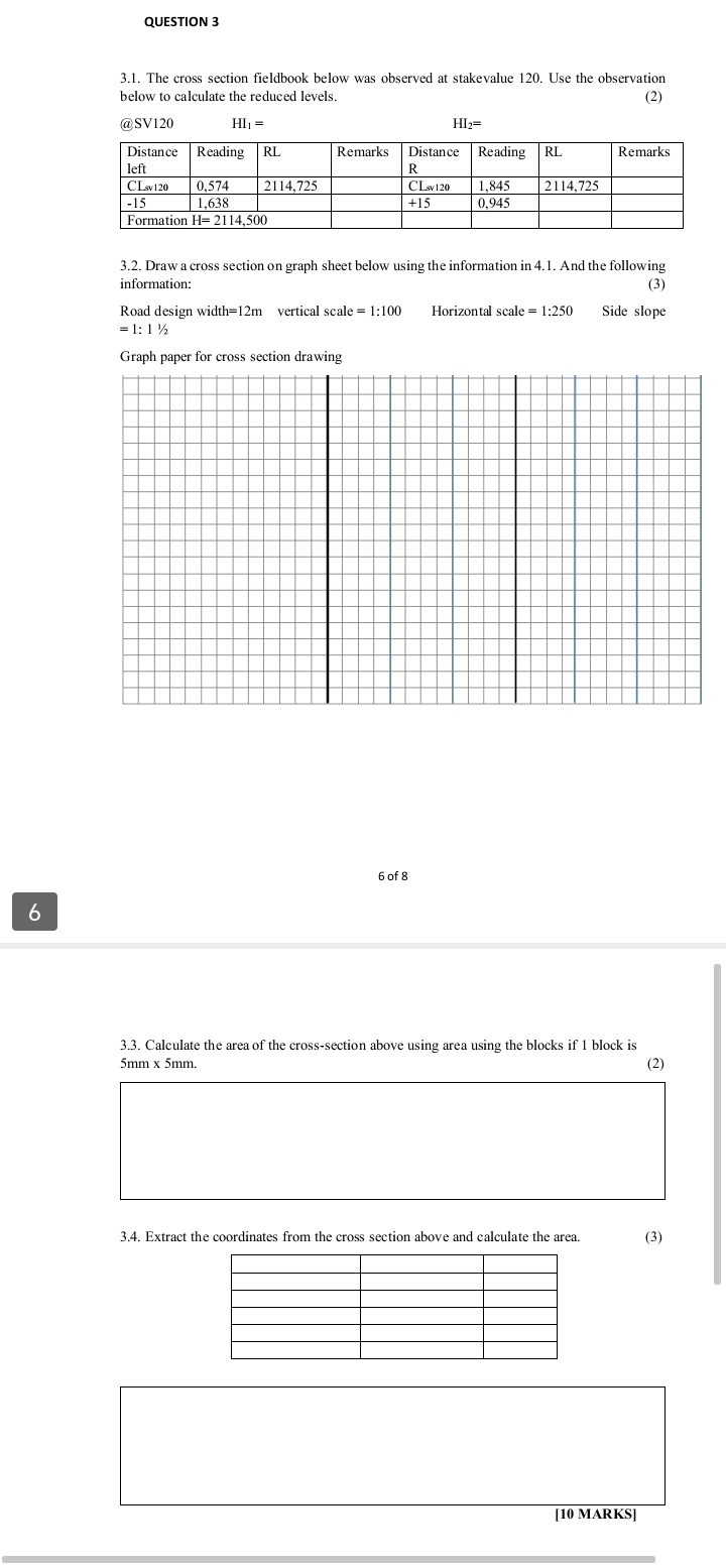 Solved QUESTION 33.1. ﻿The cross section fieldbook below was | Chegg.com
