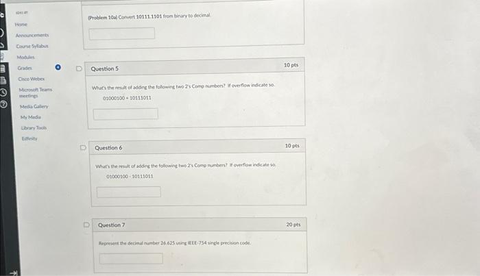 Solved Quetion 5 10p Whats the mult of addre the following | Chegg.com